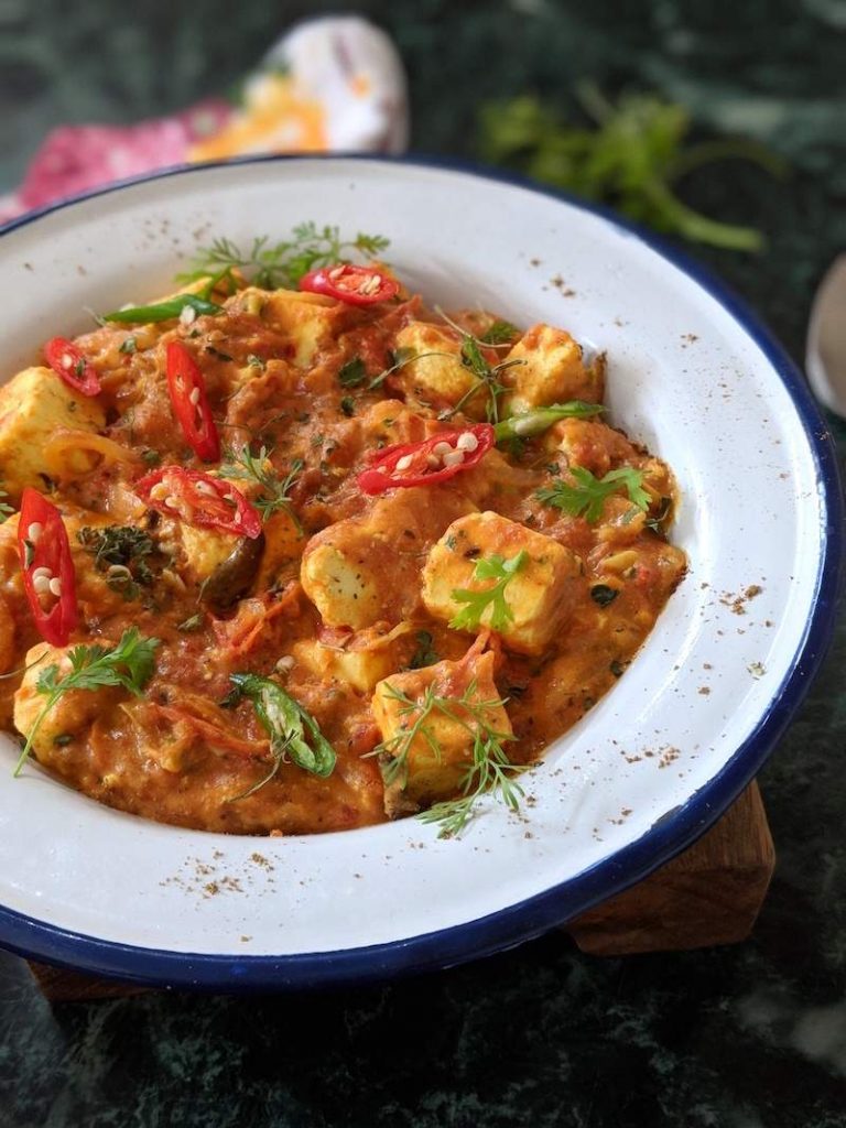 Spicy Paneer Curry - Chilli Marinated Paneer in a Curry | Saffron Trail