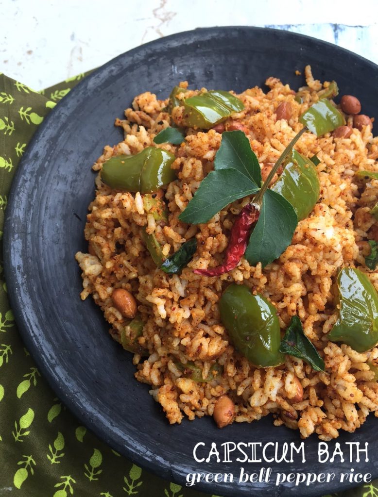 Capsicum Rice | Indian style Bell Pepper Rice with spices | Saffron Trail
