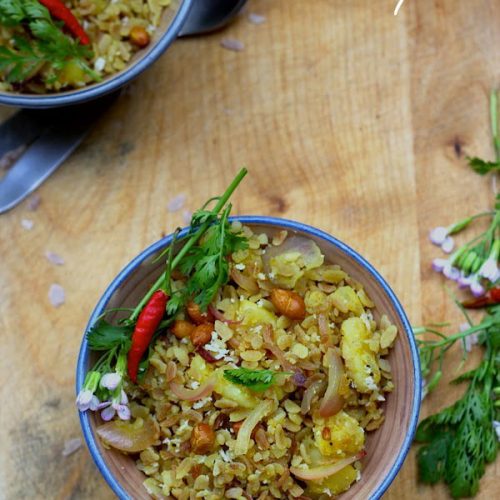 Red Rice Poha - Choosing Wholegrains Recipe | Saffron Trail