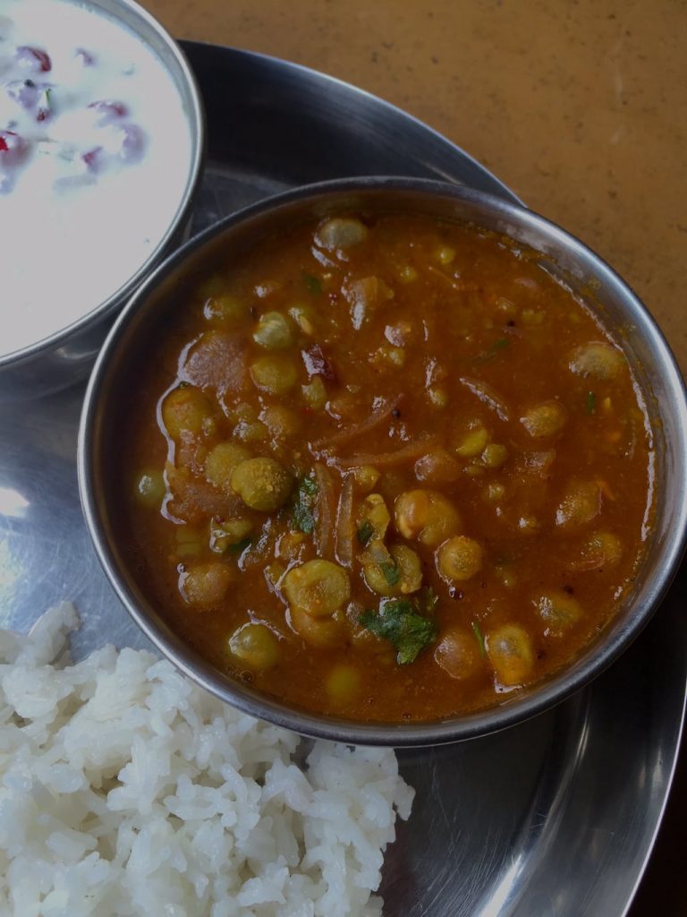 Cooking a curry with dried green peas | Green Vatana Recipe | Saffron Trail