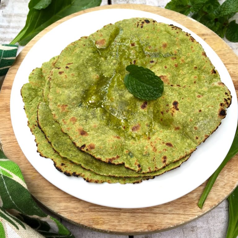 Green Phulkas | Spinach - Mint Flatbread | Spinach Roti Recipe ...
