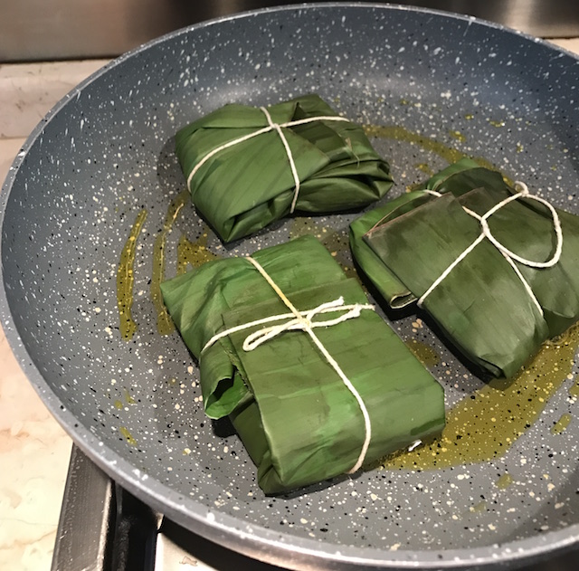 Sheem Paturi - Flat beans in Banana Leaf Parcels - Saffron Trail